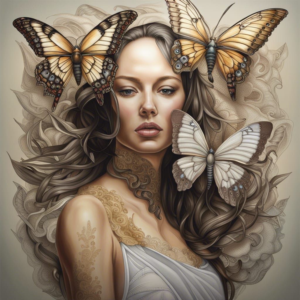 Femme aux papillon - AI Generated Artwork - NightCafe Creator