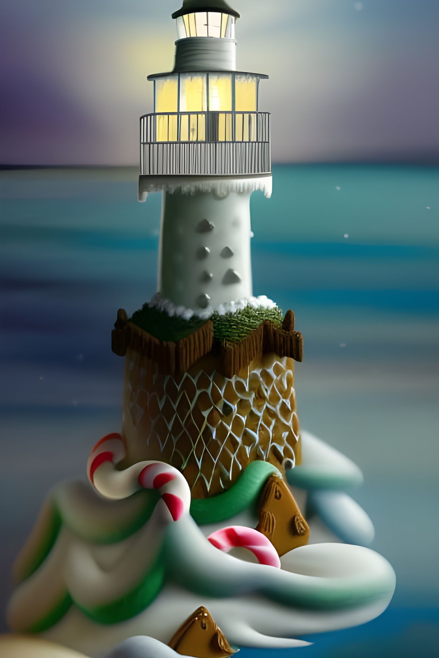 Peppermint Point Lighthouses - AI Generated Artwork - NightCafe Creator