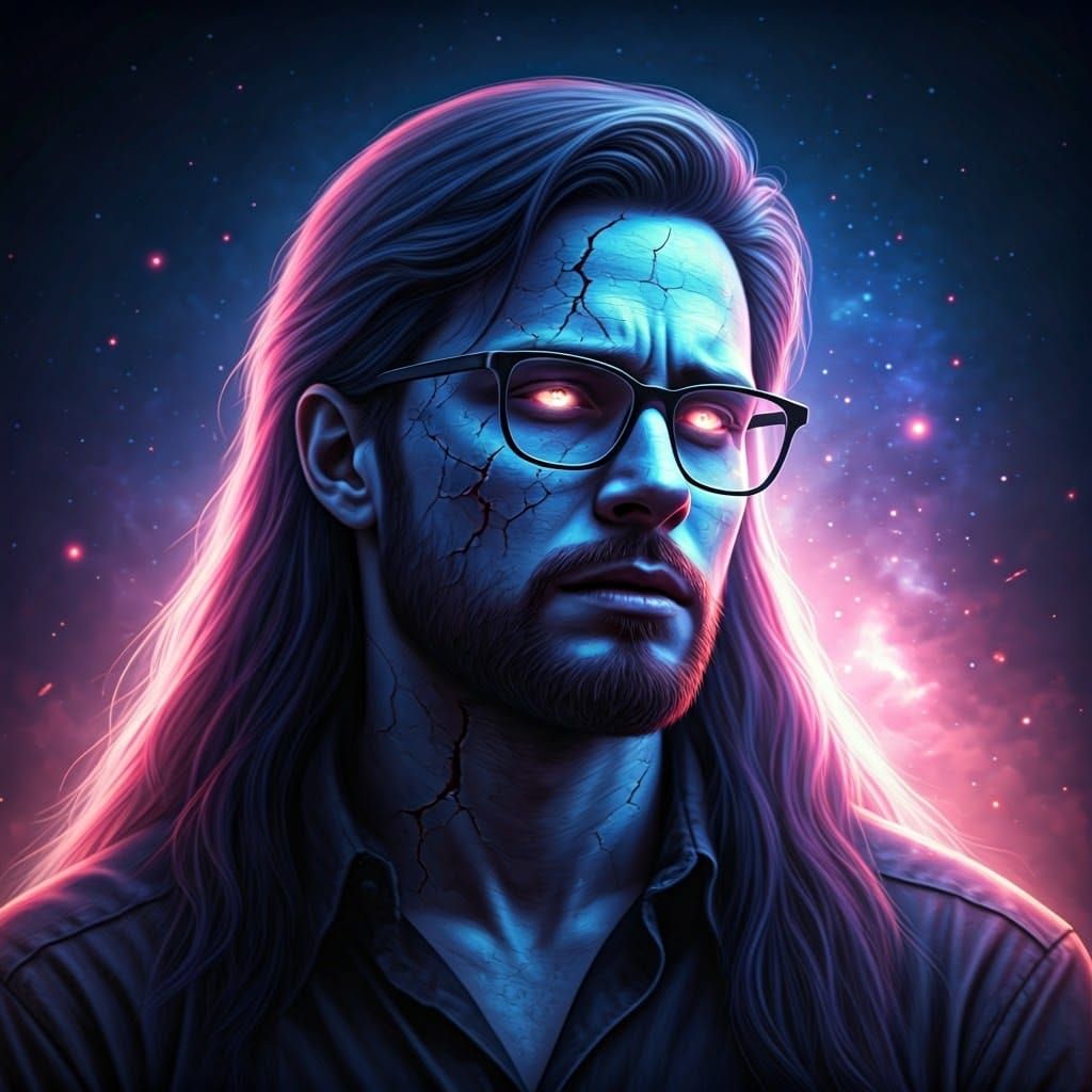 Surreal Portrait of a Somber Man Seeking Salvation... - AI Art