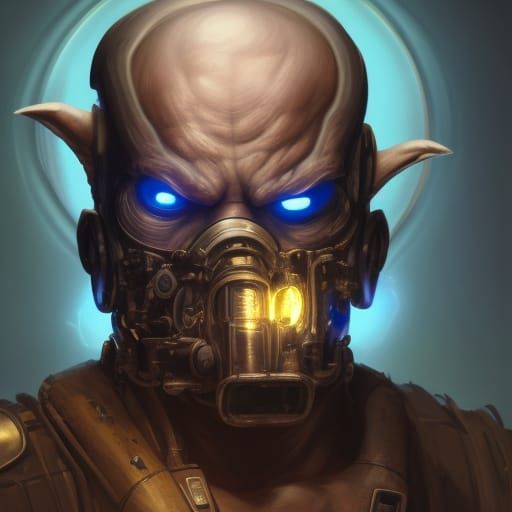 Shadowrun Ork Head and shoulders with cybernetic arms portrait, 8k ...