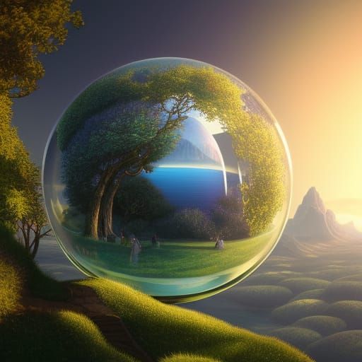 Glass Bubble Reflection - AI Generated Artwork - NightCafe Creator