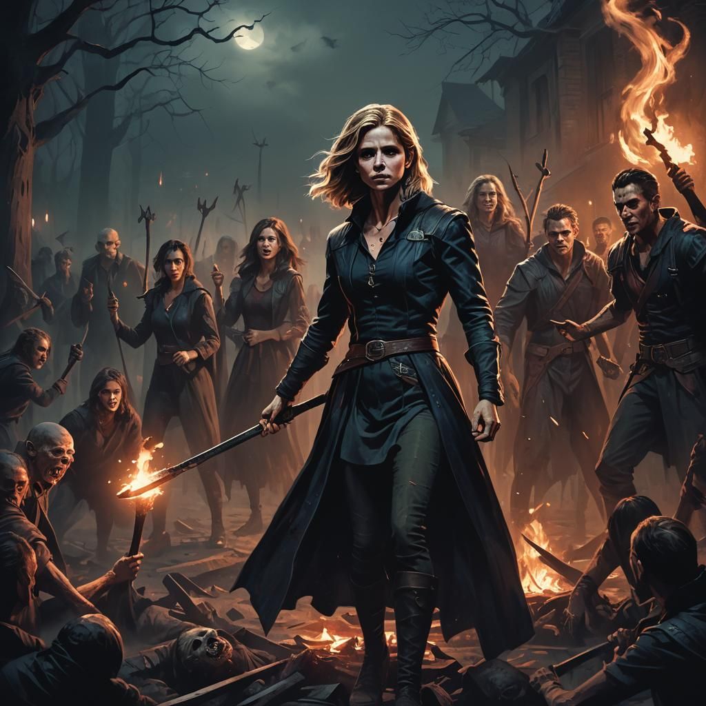 A vampire slayer - Victorious Vampire Slayer in Dark Fantasy...