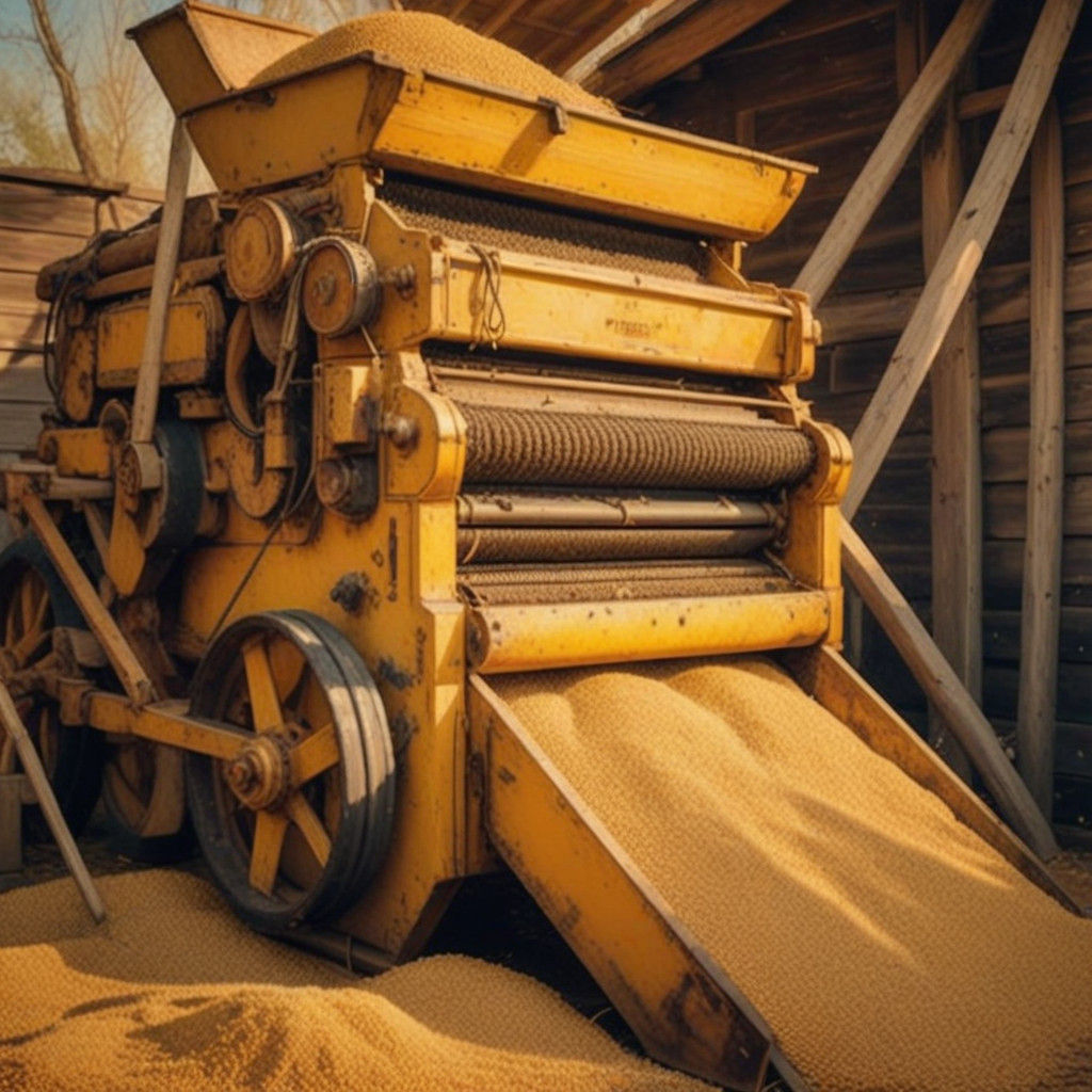a grain sorting seeds on a farm - Rustic Grain Sorter in War...