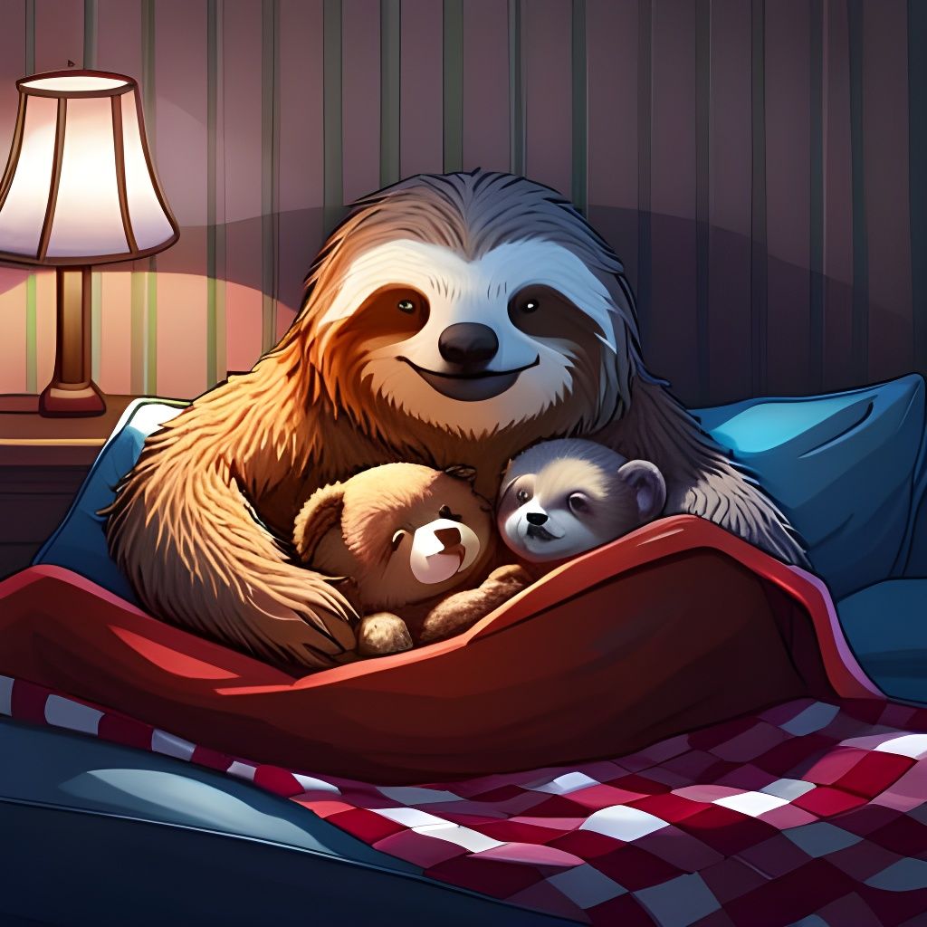 Cuddling with stuffed animals - AI Generated Artwork - NightCafe Creator