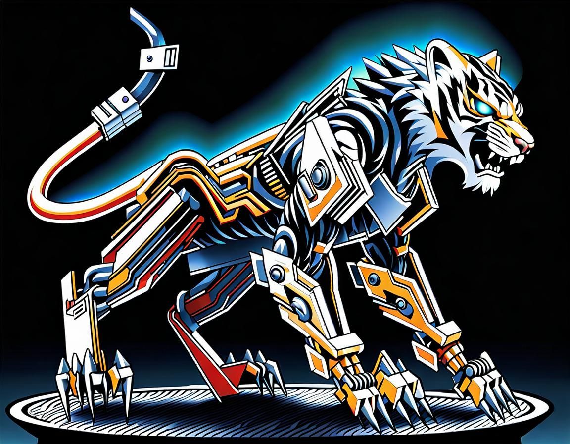 mechanical cybernetic sabertooth tiger automaton by (makoto kobayashi:1 ...