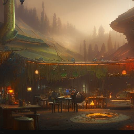 Night Café in the fantasy world - AI Generated Artwork - NightCafe Creator