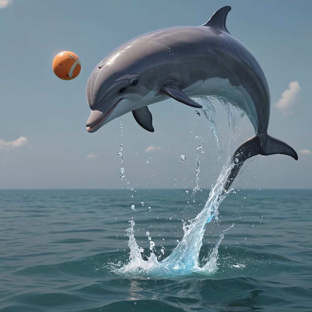 Delfin jugando a la pelota - AI Generated Artwork - NightCafe Creator