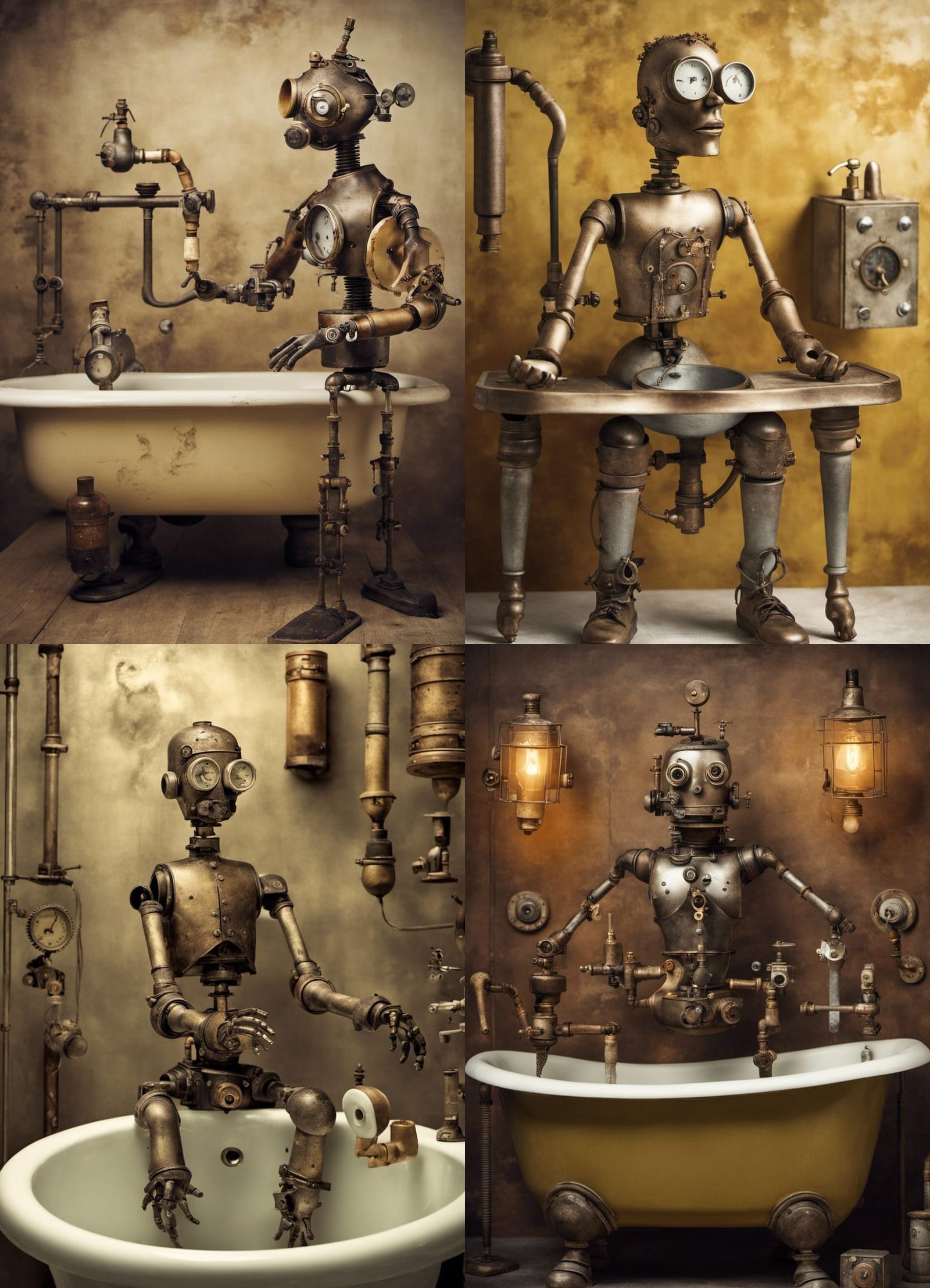 humanoid automata;old bathroom fittings used to make steam-driven ...