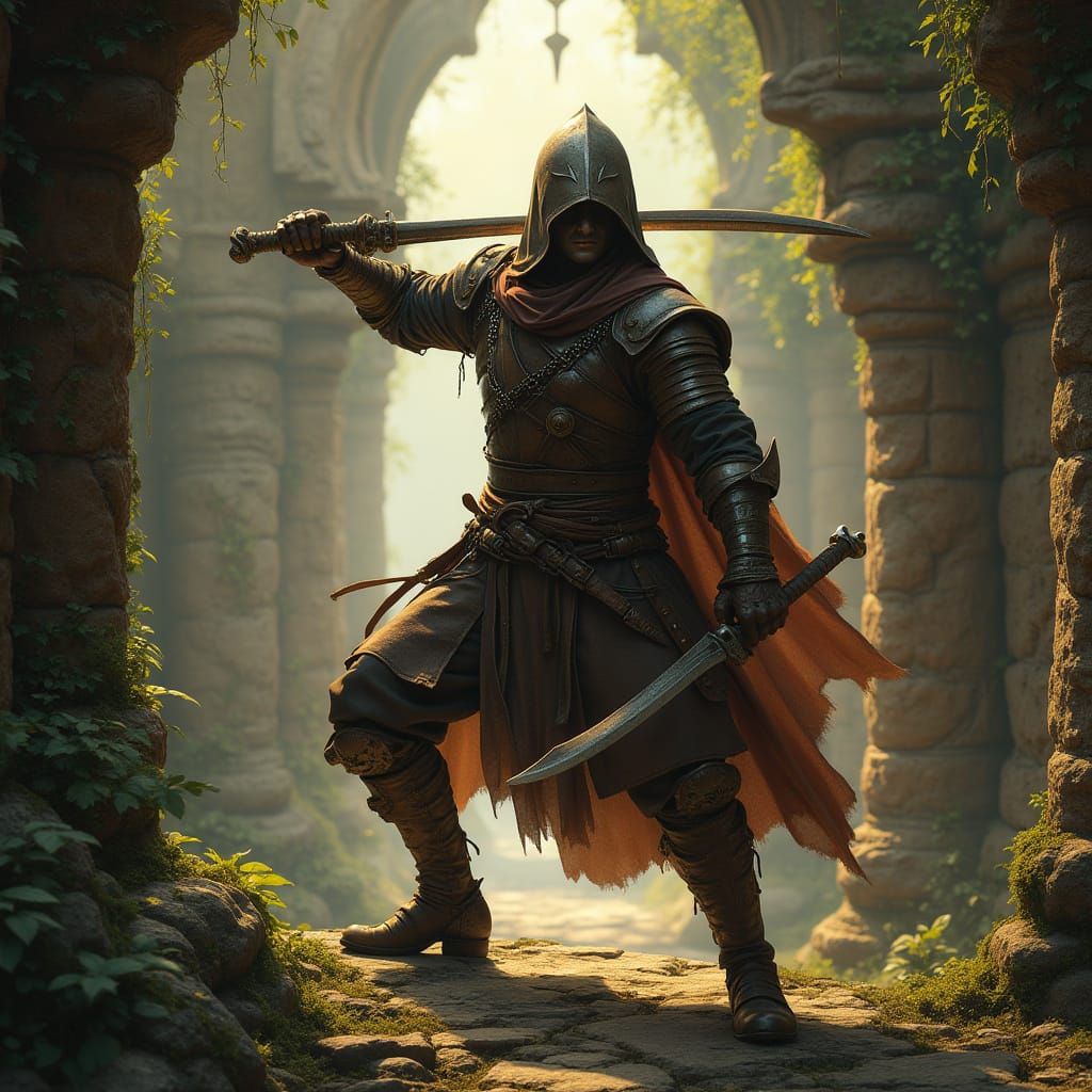 Corsair Rogue - Medieval Fantasy Corsair in Battle Stance