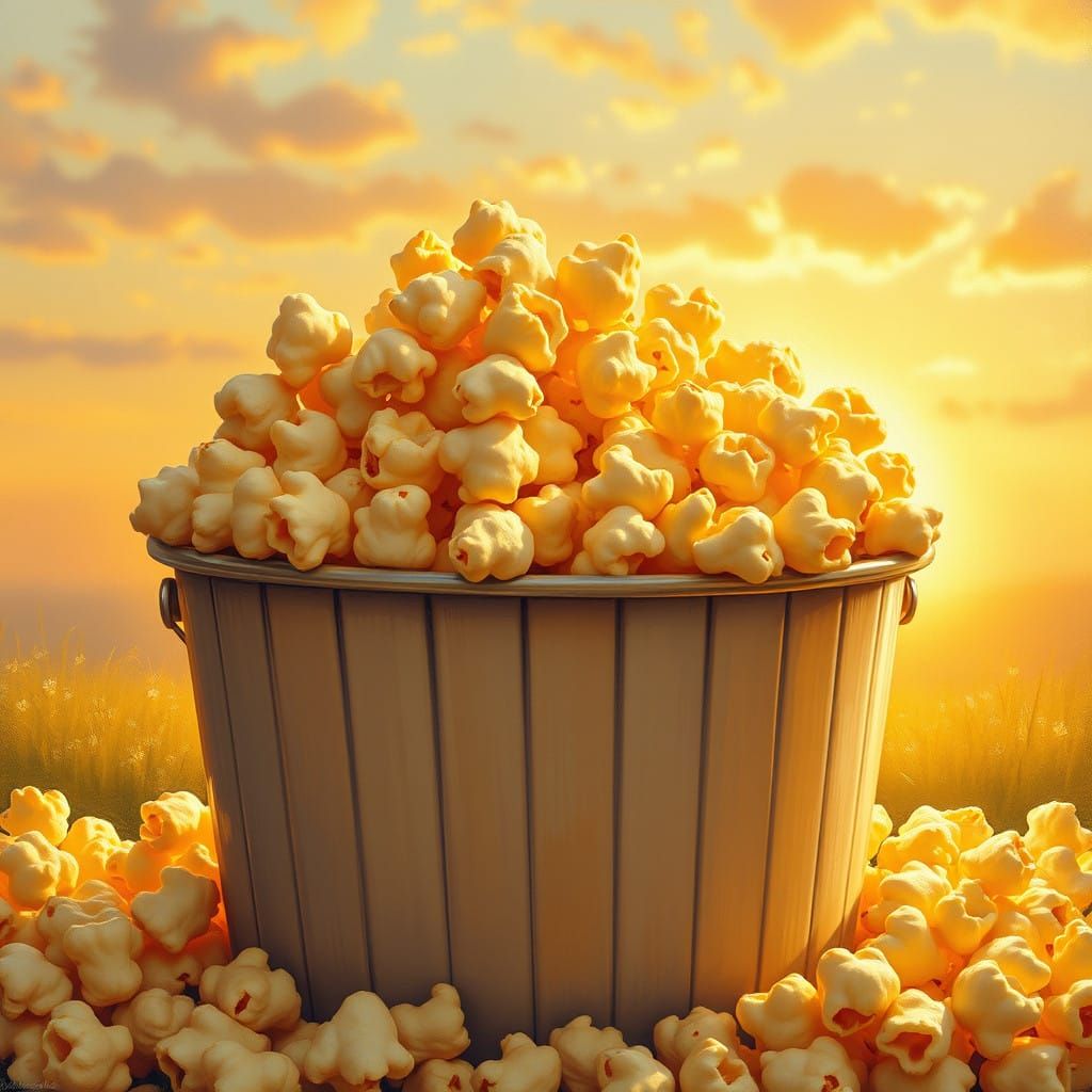 Popcorn - Impressionist Masterpiece: Golden Popcorn Sunset