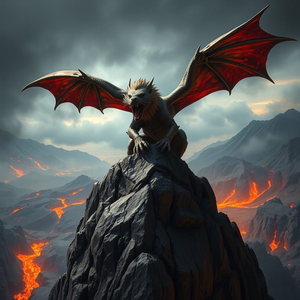 Fearless Dragon-Hyena Hybrid Dominates Treacherous... - AI Art