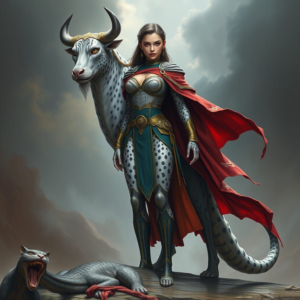 Majestic Star Trek Woman with Bull Legs, Ocelot Fu... - AI Art