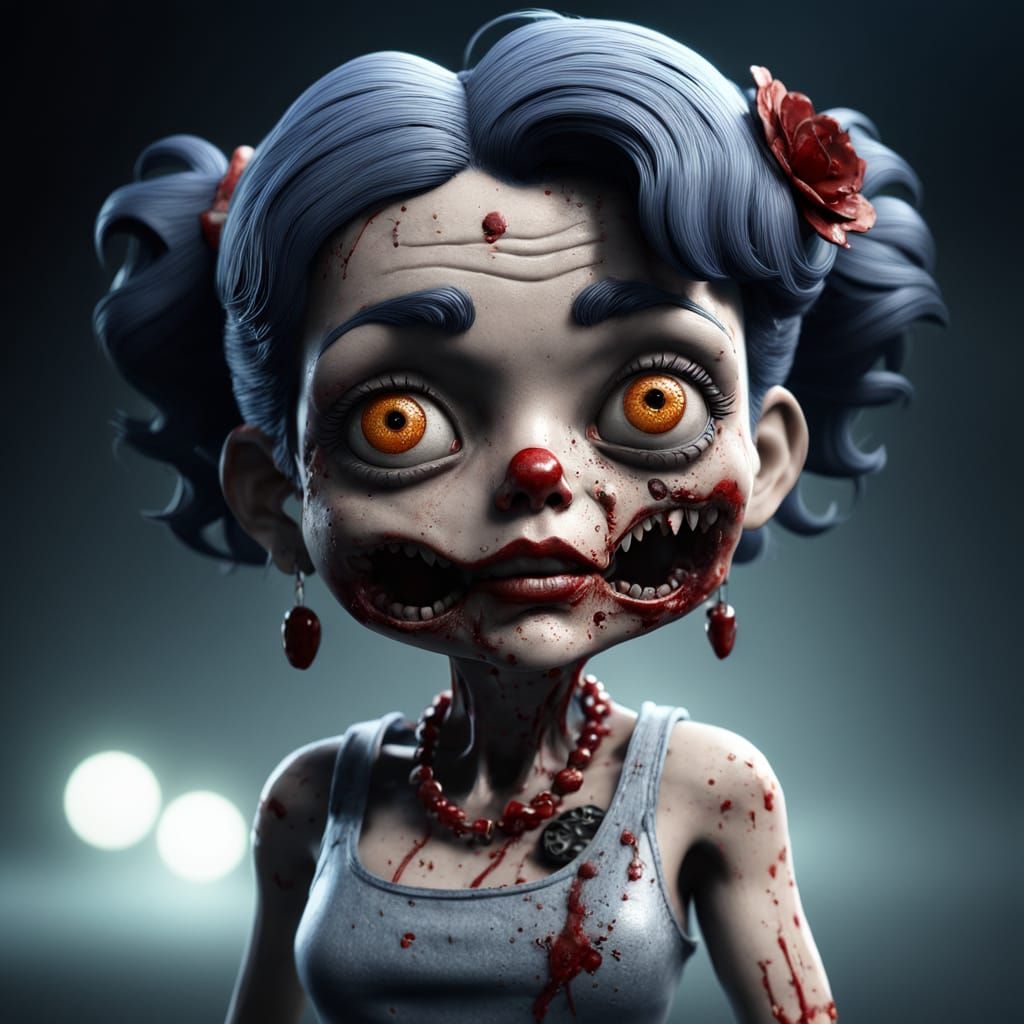 Betty Boop Zombie in Photorealistic 8K Render - AI Art