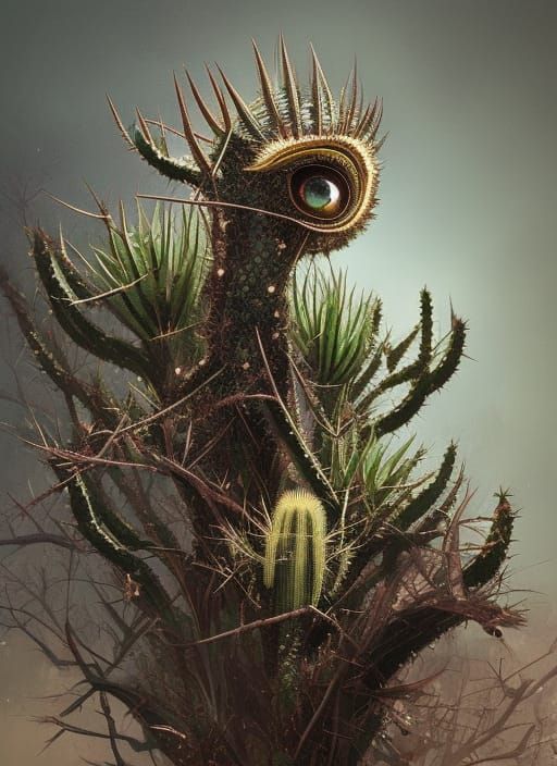 Cactus with eye. - AI Generated Artwork - NightCafe Creator