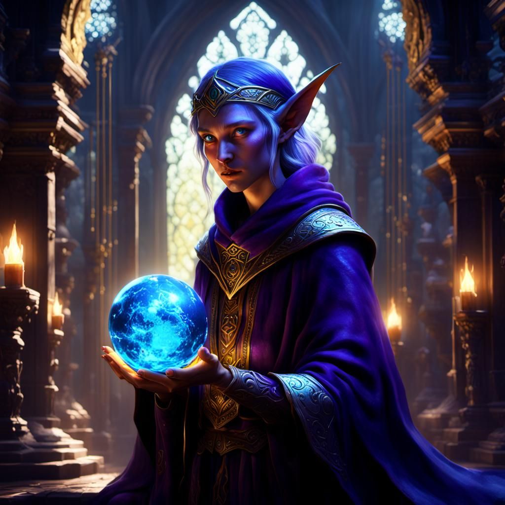 An elf with blue orb - AI Generated Artwork - NightCafe Creator
