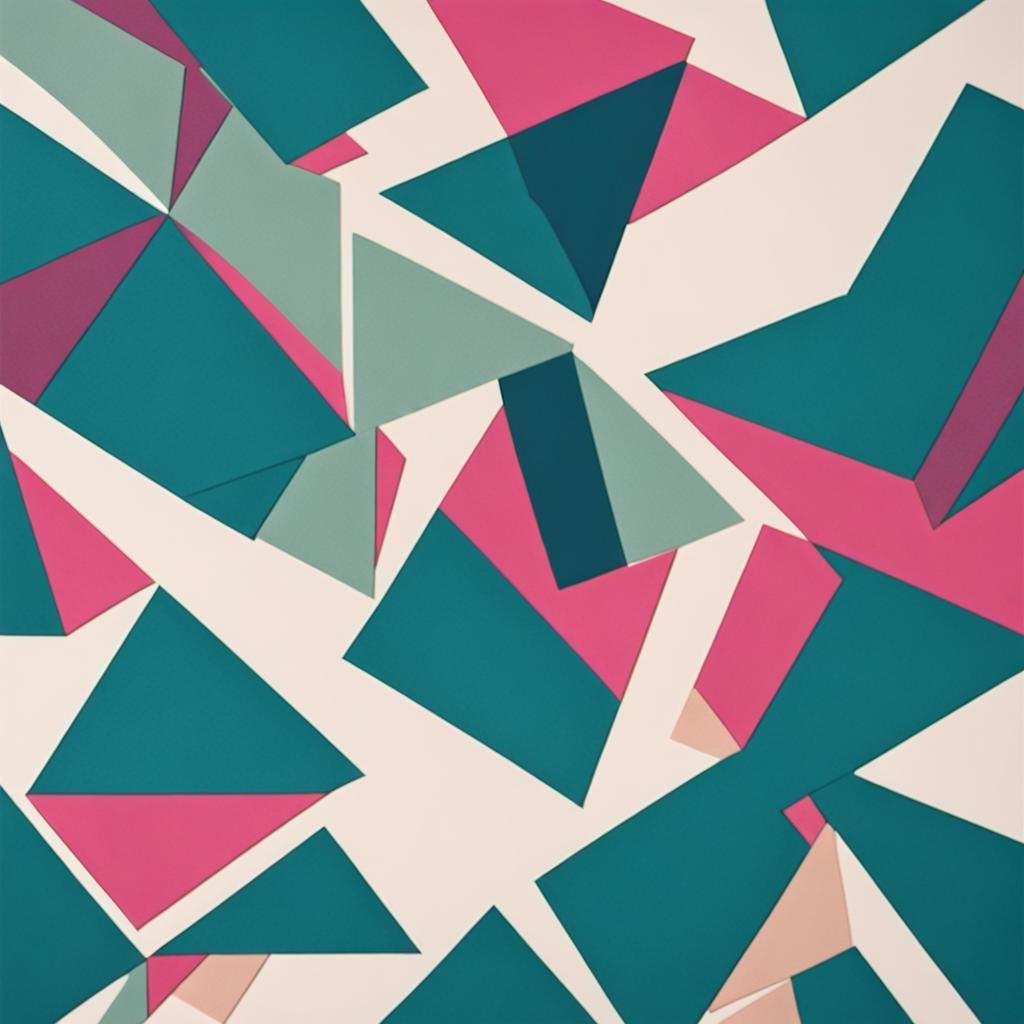 Fragmented geometric patterns, riso design, teal pink cream - AI ...