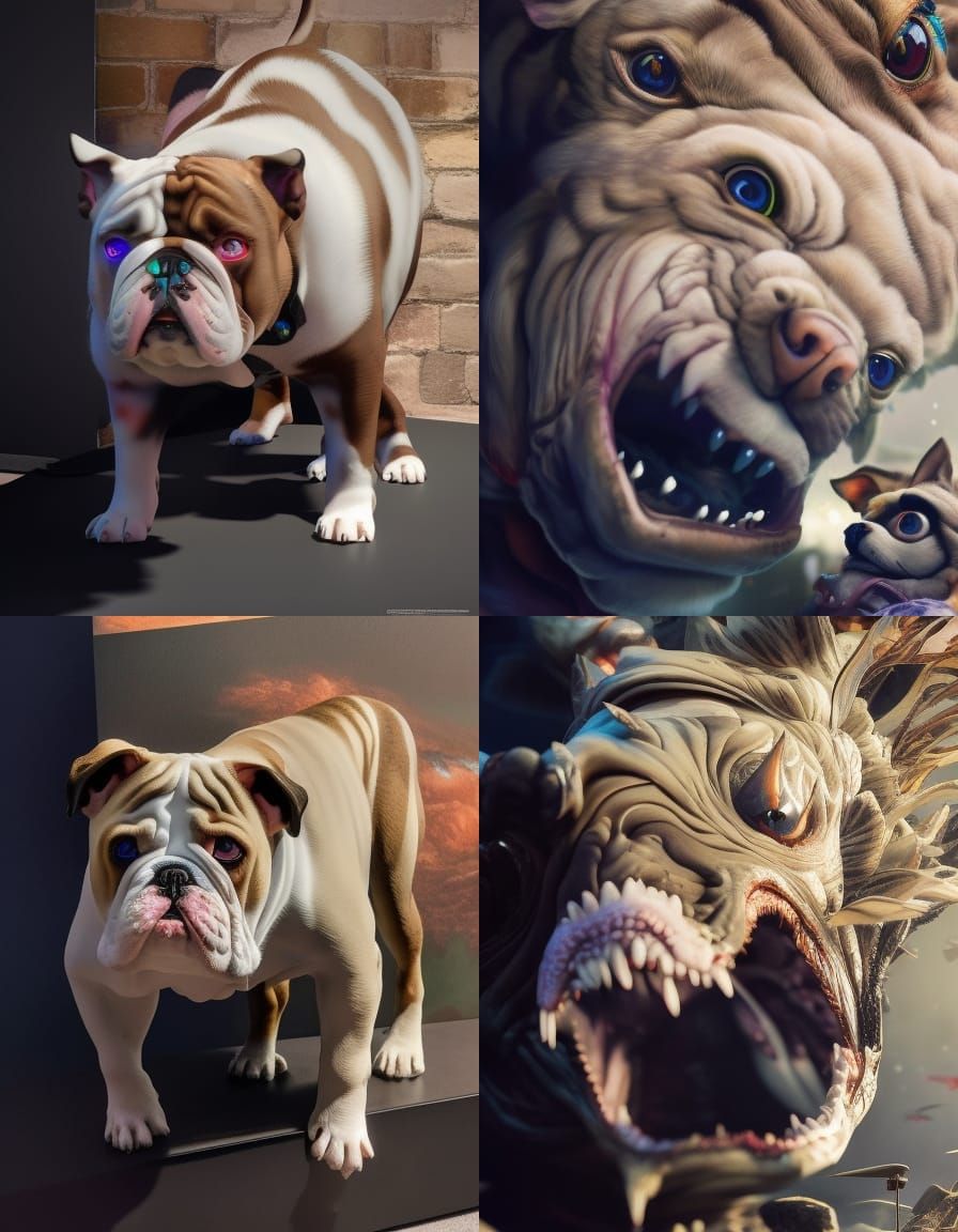 Bulldogs plus monster - AI Generated Artwork - NightCafe Creator