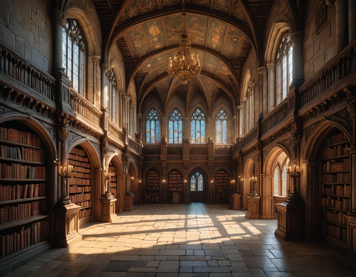 medieval castle library - AI Generated Artwork - NightCafe Creator