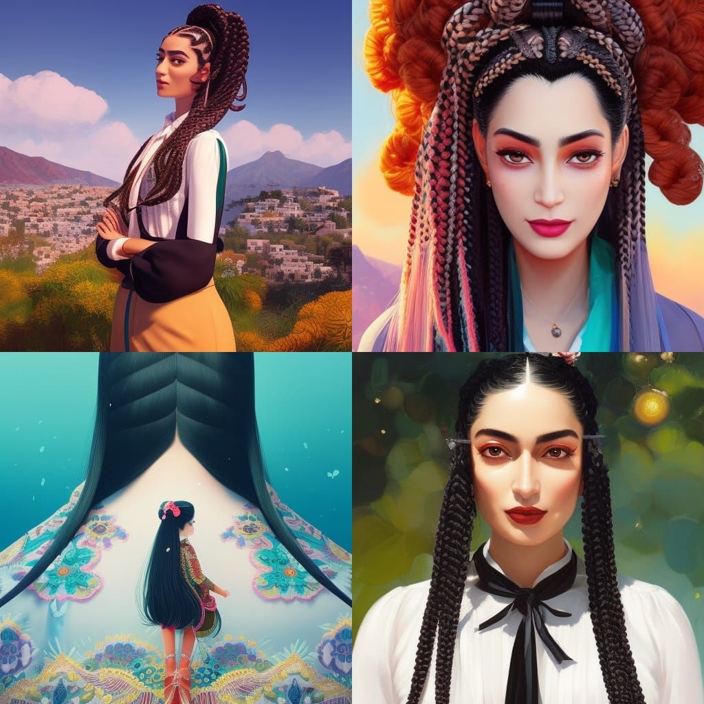 Smile Beautiful face Persian woman, sassy, with black bubble braids ...