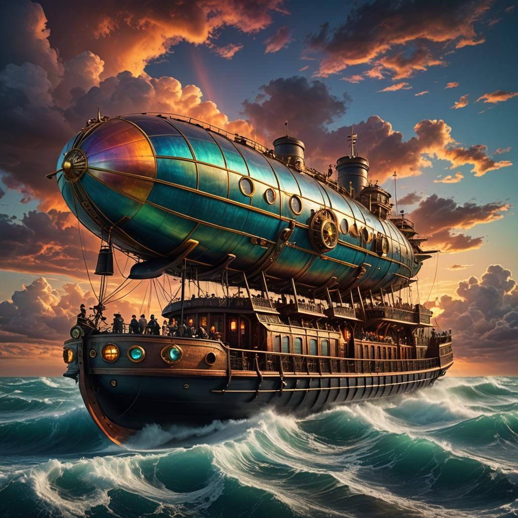 Steampunk Air- & Sea-Ship - AI Generated Artwork - NightCafe Creator