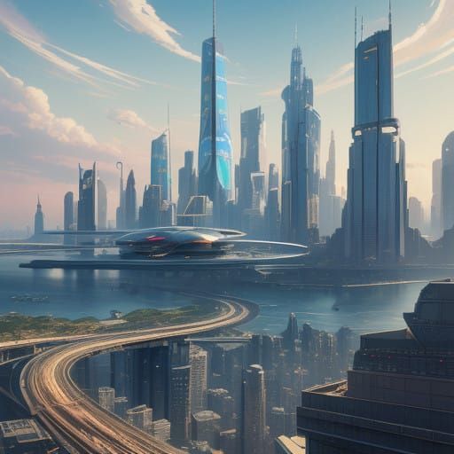 Retrofuturistic 2025 Cityscape in Anime Style - AI Art