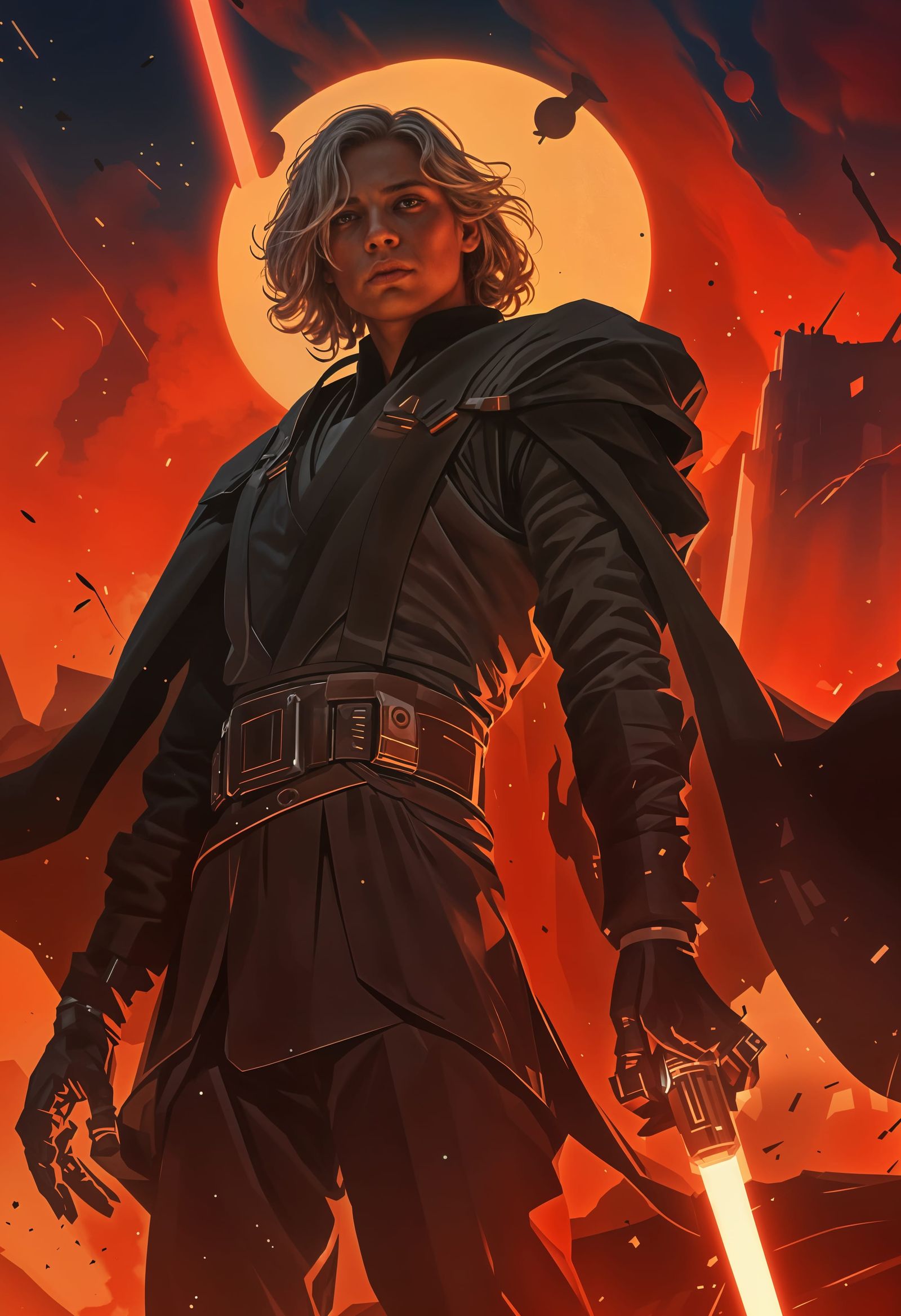 Sith lord - Dark Sith Lord in Haunting Galaxy Landscape