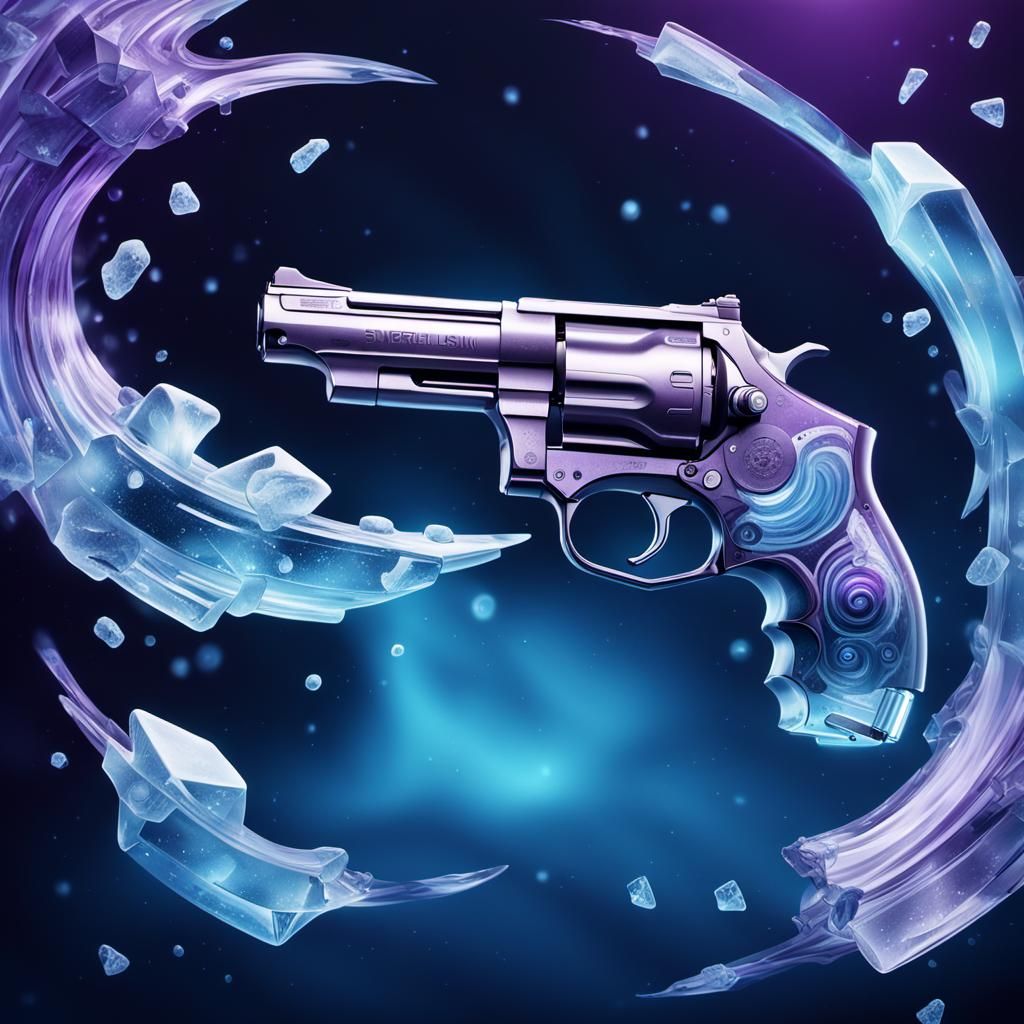 Ice revolver - Frozen Futurism: A Surreal Ice Revolver
