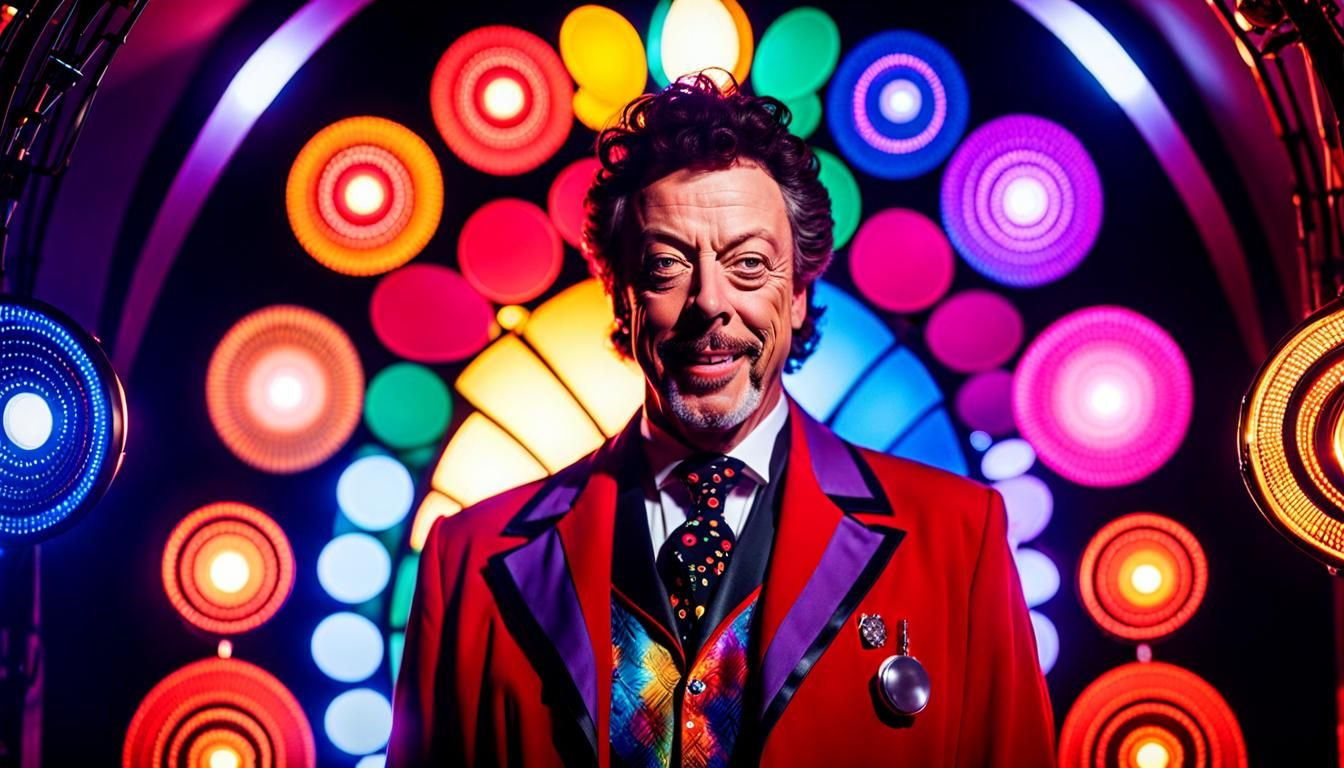 Tim Curry as a flamboyantly colorful Doctor Who with a mischievous ...