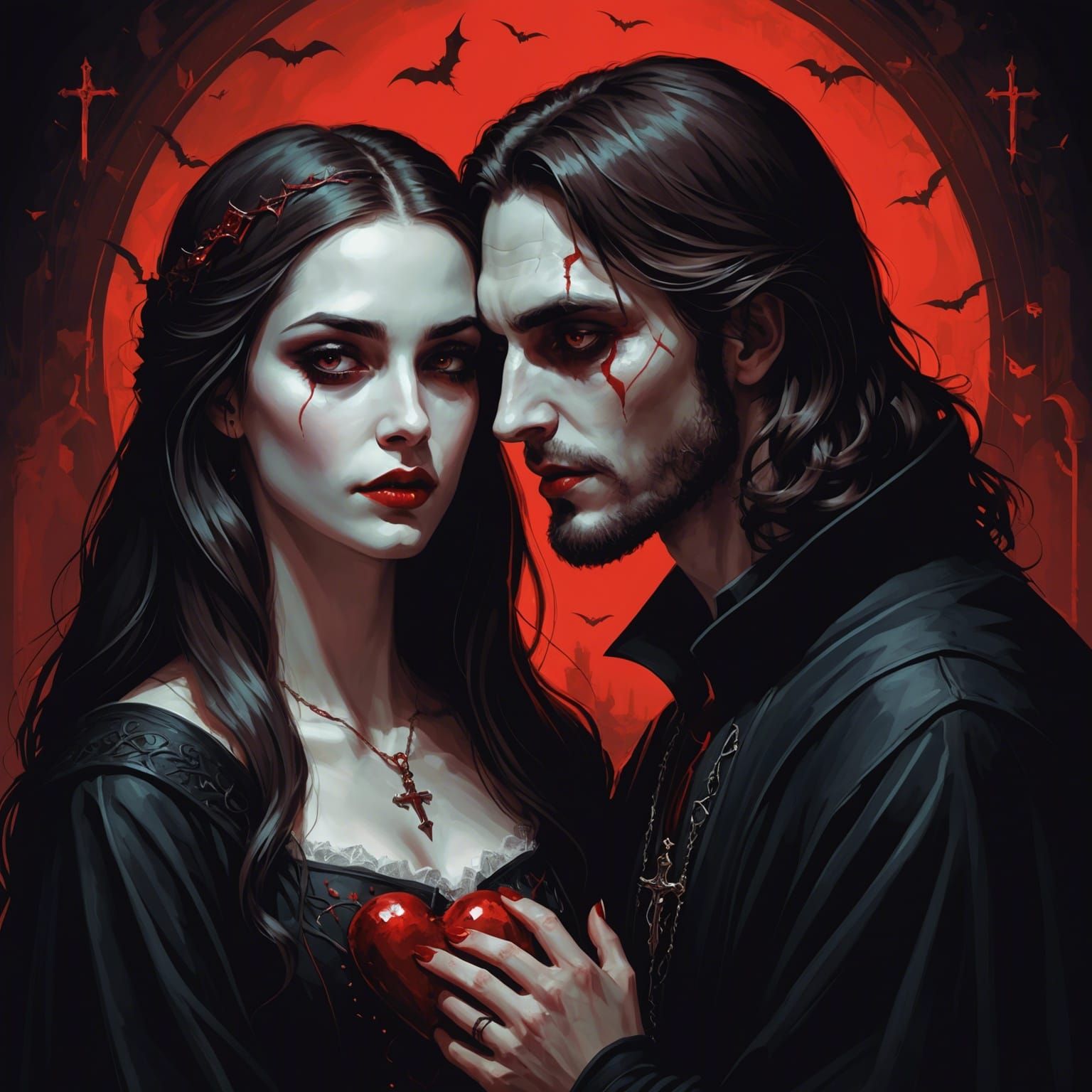 Vampires in love. - AI Generated Artwork - NightCafe Creator