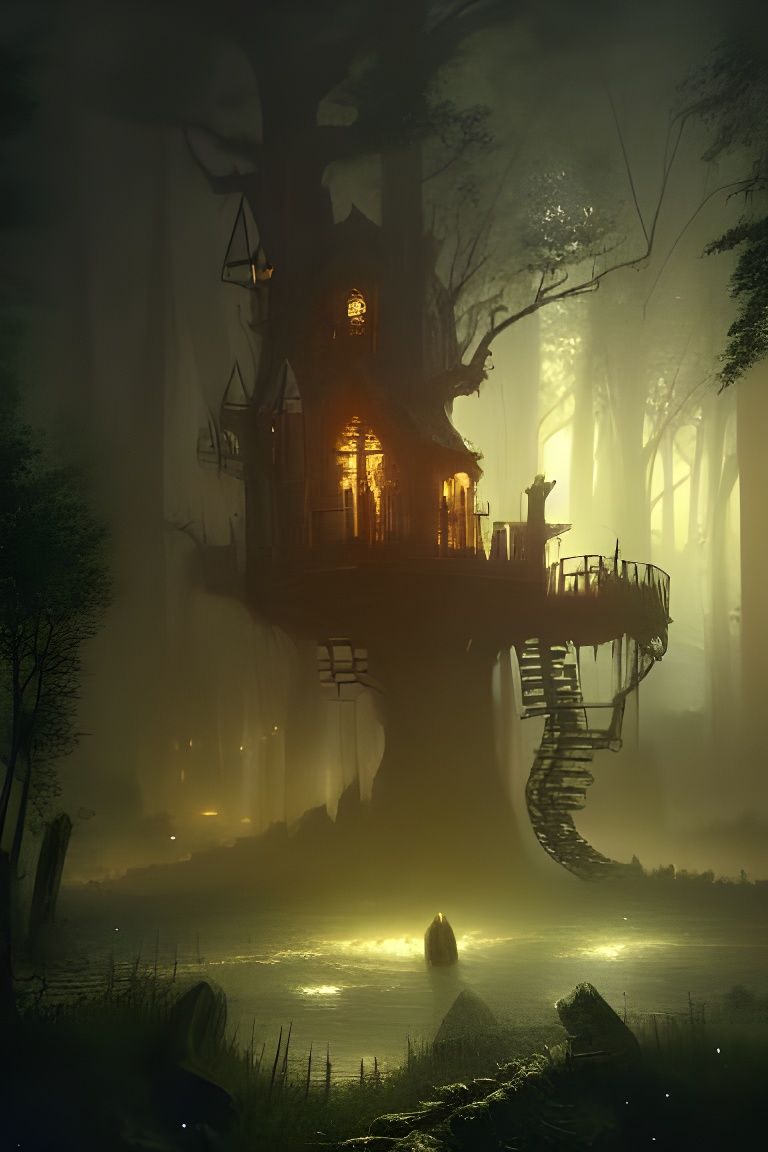 Satanic church in the trees - AI Generated Artwork - NightCafe Creator