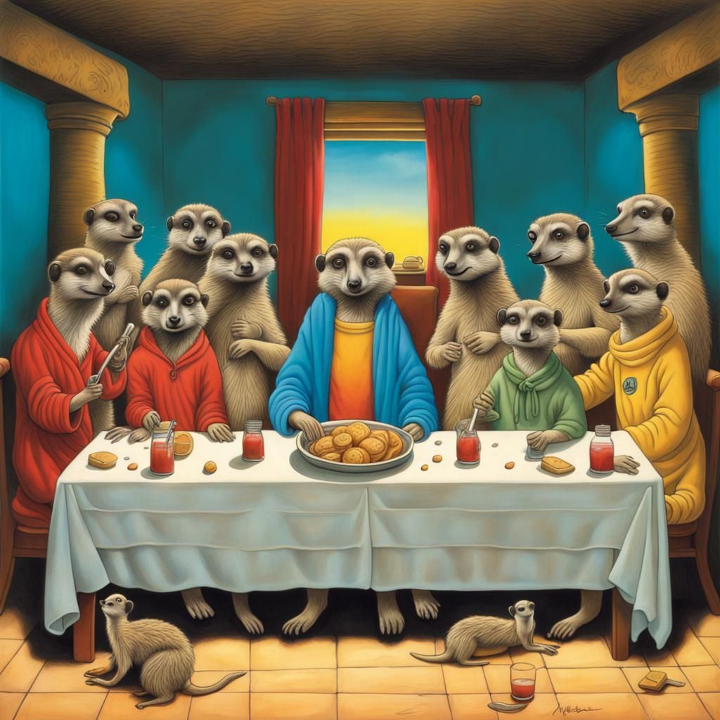 Surreal version of The Last Supper with meerkats - AI Generated Artwork ...