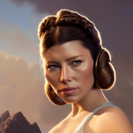 Jessica Biel / Princess Leia - AI Generated Artwork - NightCafe Creator