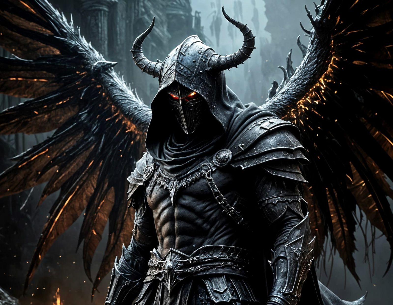 Fallen Angel Prince of Hell in Dark Souls Realism - AI Art