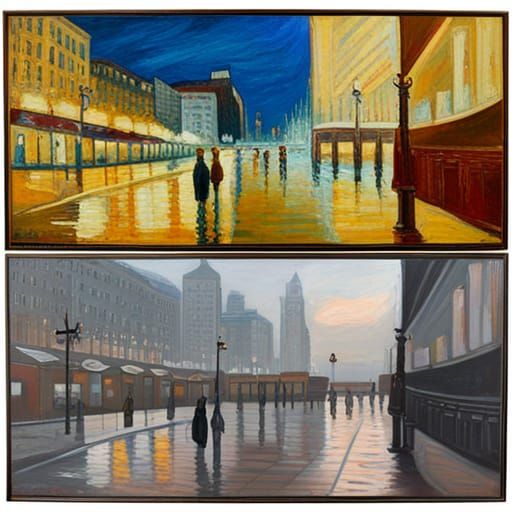 a split-screen photograph depicting two contrasting scenes - one side ...