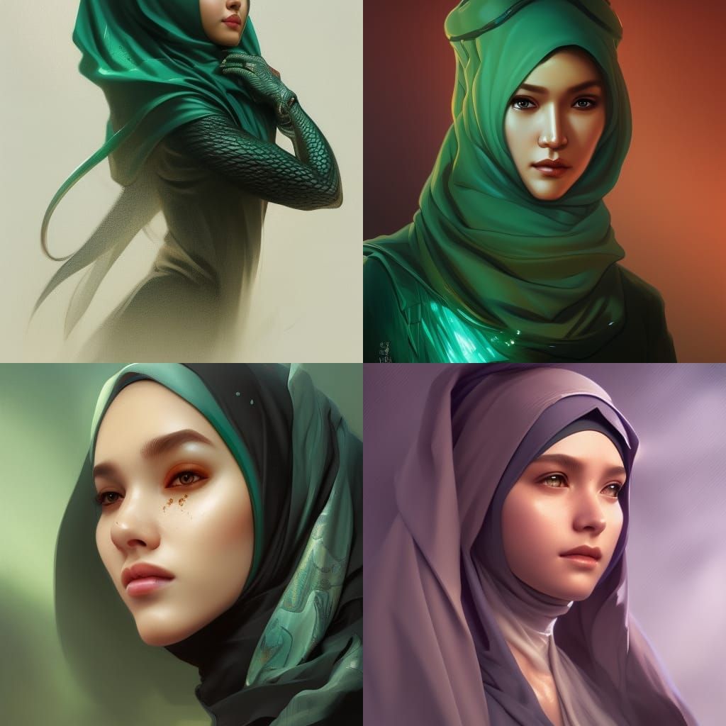 Malay Hijab with snake Slytherin - AI Generated Artwork - NightCafe Creator