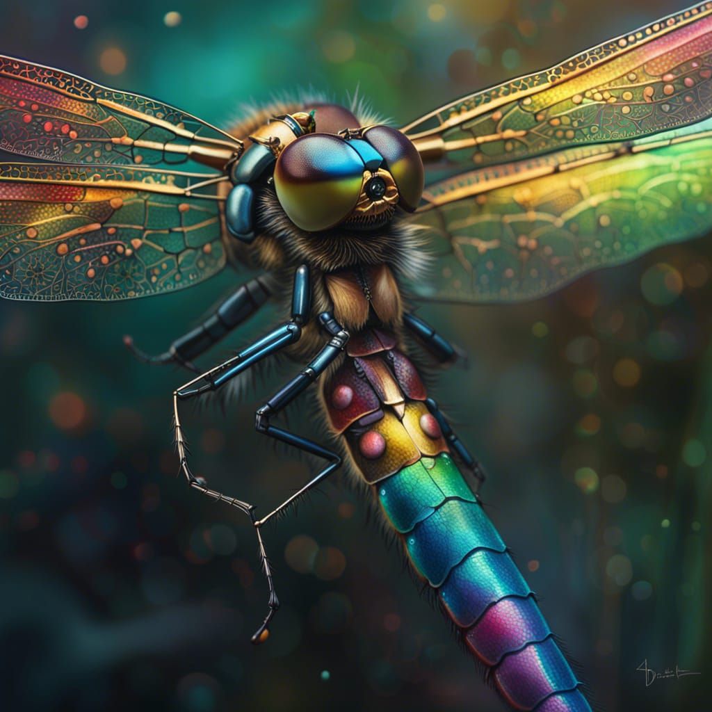 Shimmering Up Close Dragonfly - AI Generated Artwork - NightCafe Creator