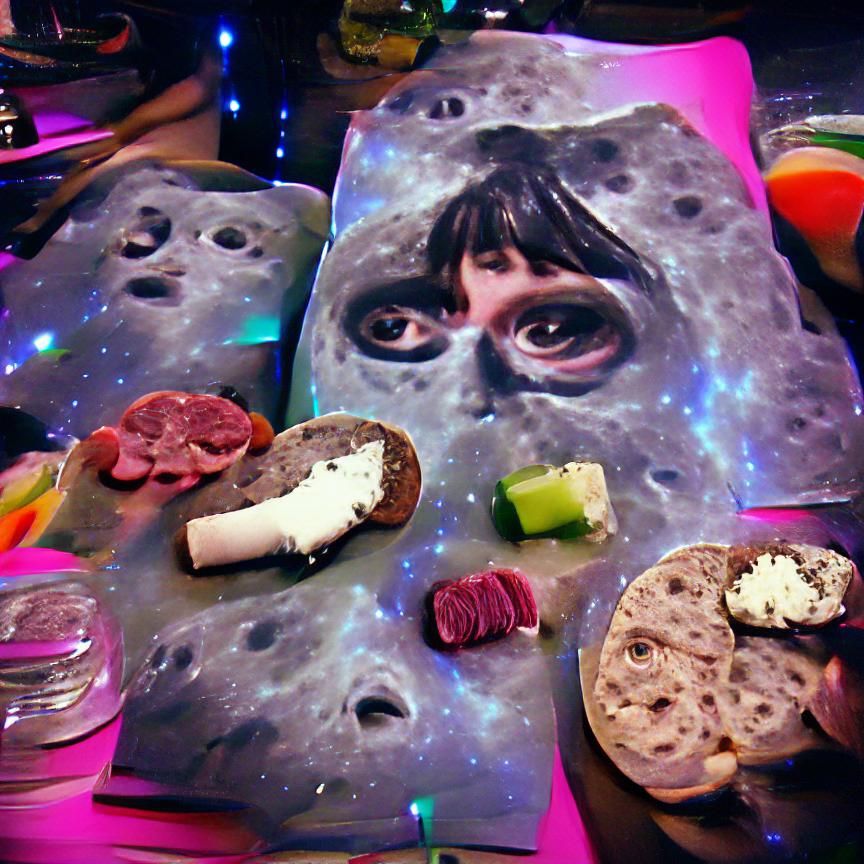 Mighty Boosh charcuterie party on the moon - AI Generated Artwork ...