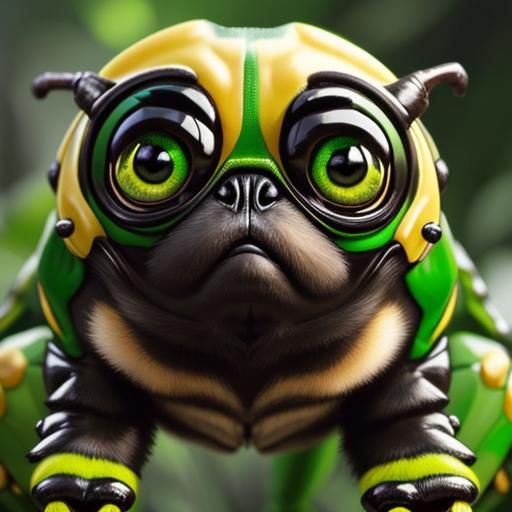 a close up of a bug with green eyes, by Android Jones, trending on ...