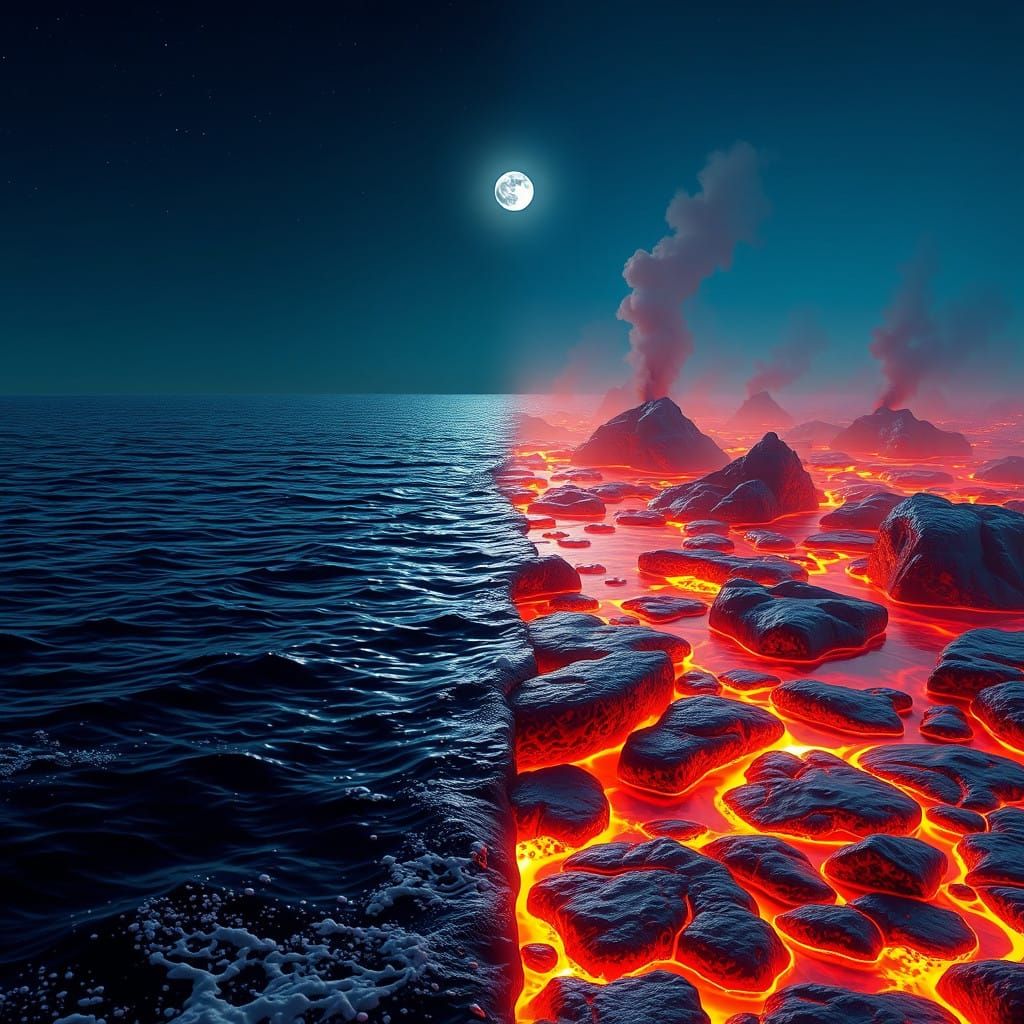 Hyper-Realistic Surreal Landscape with Contrasting... - AI Art