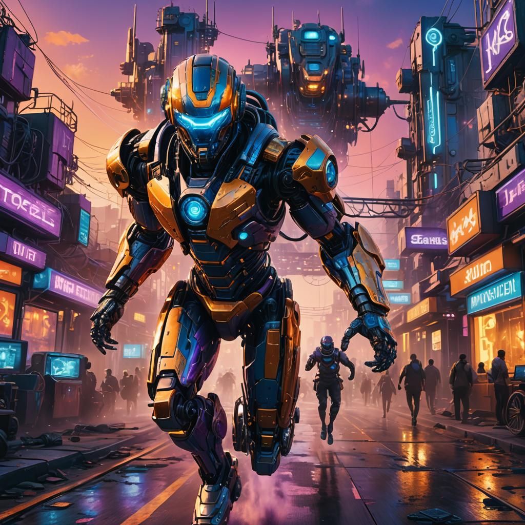 Human Cyborg running through town - AI Generated Artwork - NightCafe ...