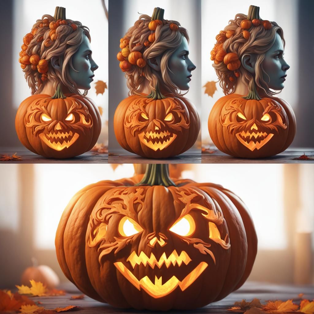 pumpkin carvings jack-o'-lantern - AI Generated Artwork - NightCafe Creator