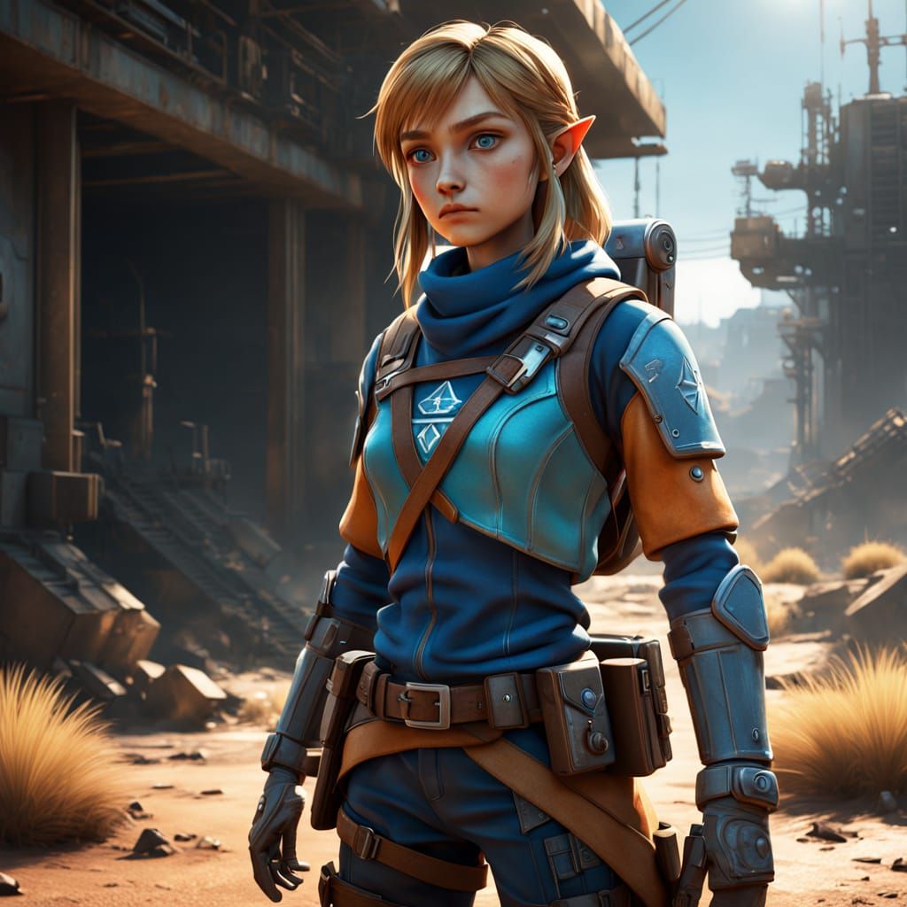 Heroic Zelda in a Post-Apocalyptic Wasteland, Insp... - AI Art