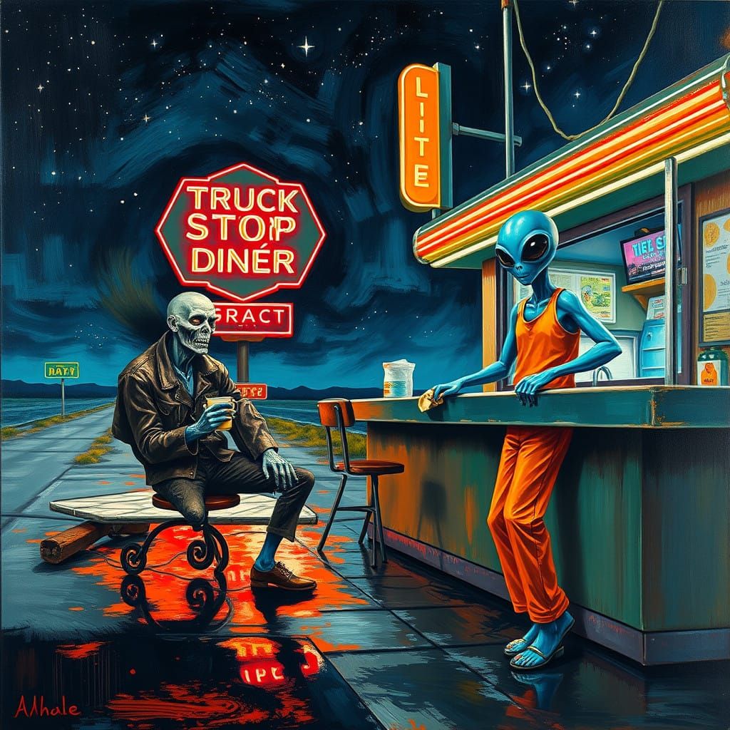Zombie and alien truck stop diner - Retro-Futuristic Diner ...
