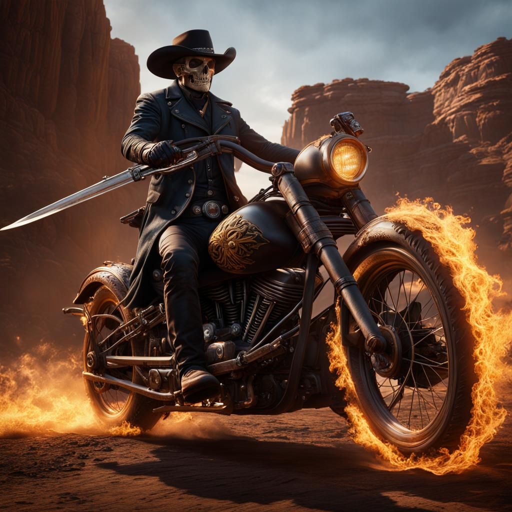Ghost Rider, Wild West Outlaw - AI Generated Artwork - NightCafe Creator