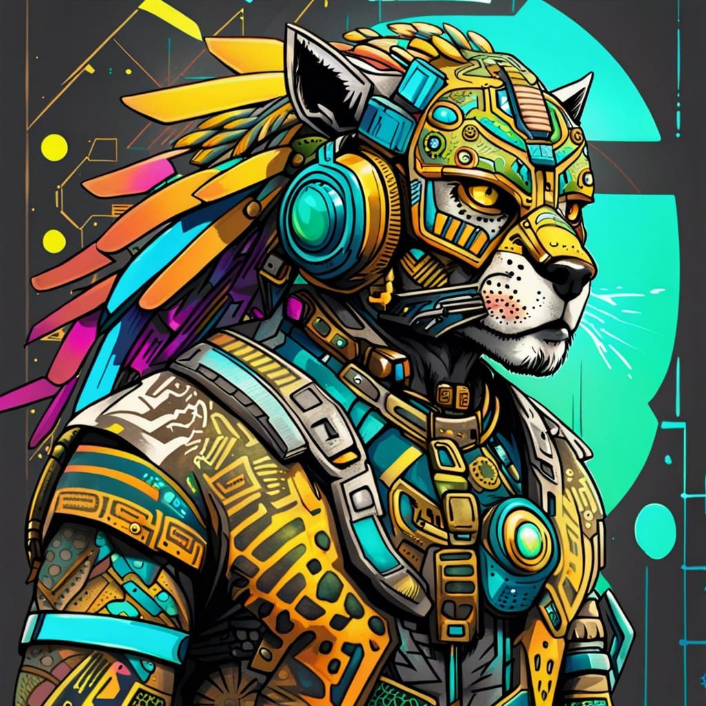 Solarpunk-style, male, full body, animal shapeshifting powers ...