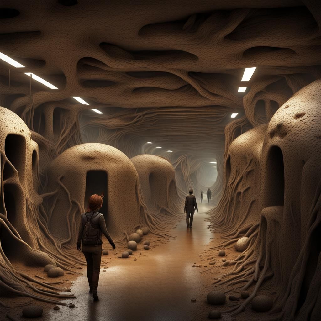 Underground human city, 3D, sharp details, sharp focus, ant nest vibe - AI Generated Artwork ...