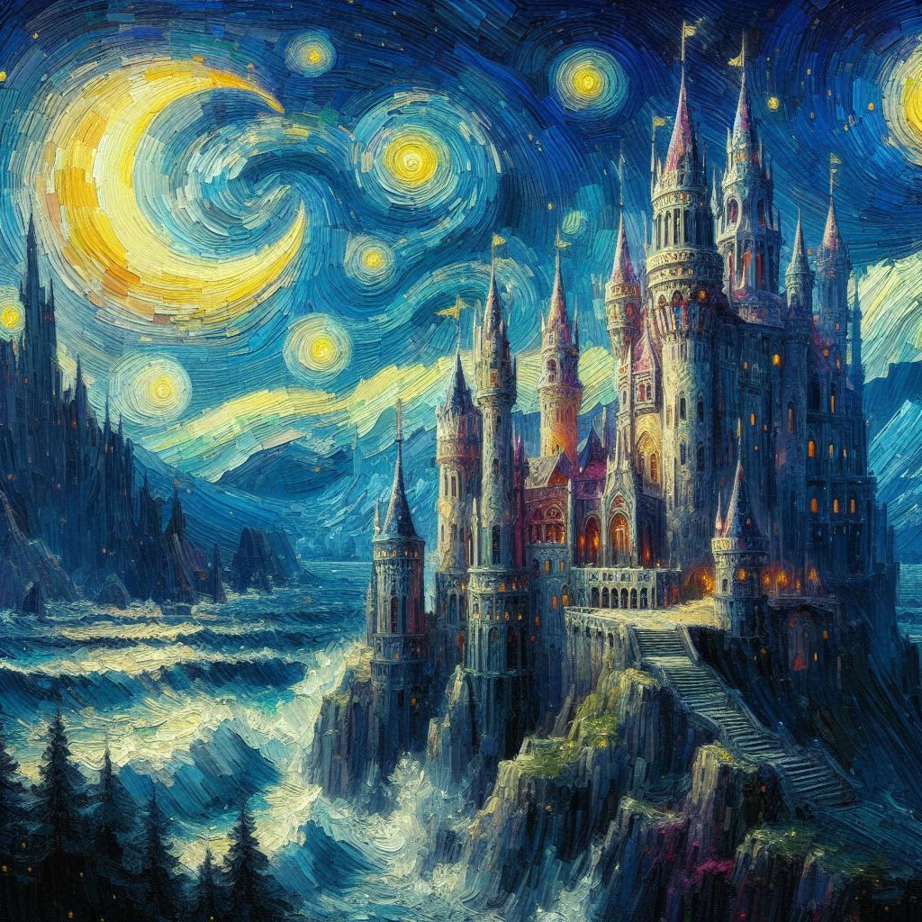 Starry night castle - AI Generated Artwork - NightCafe Creator