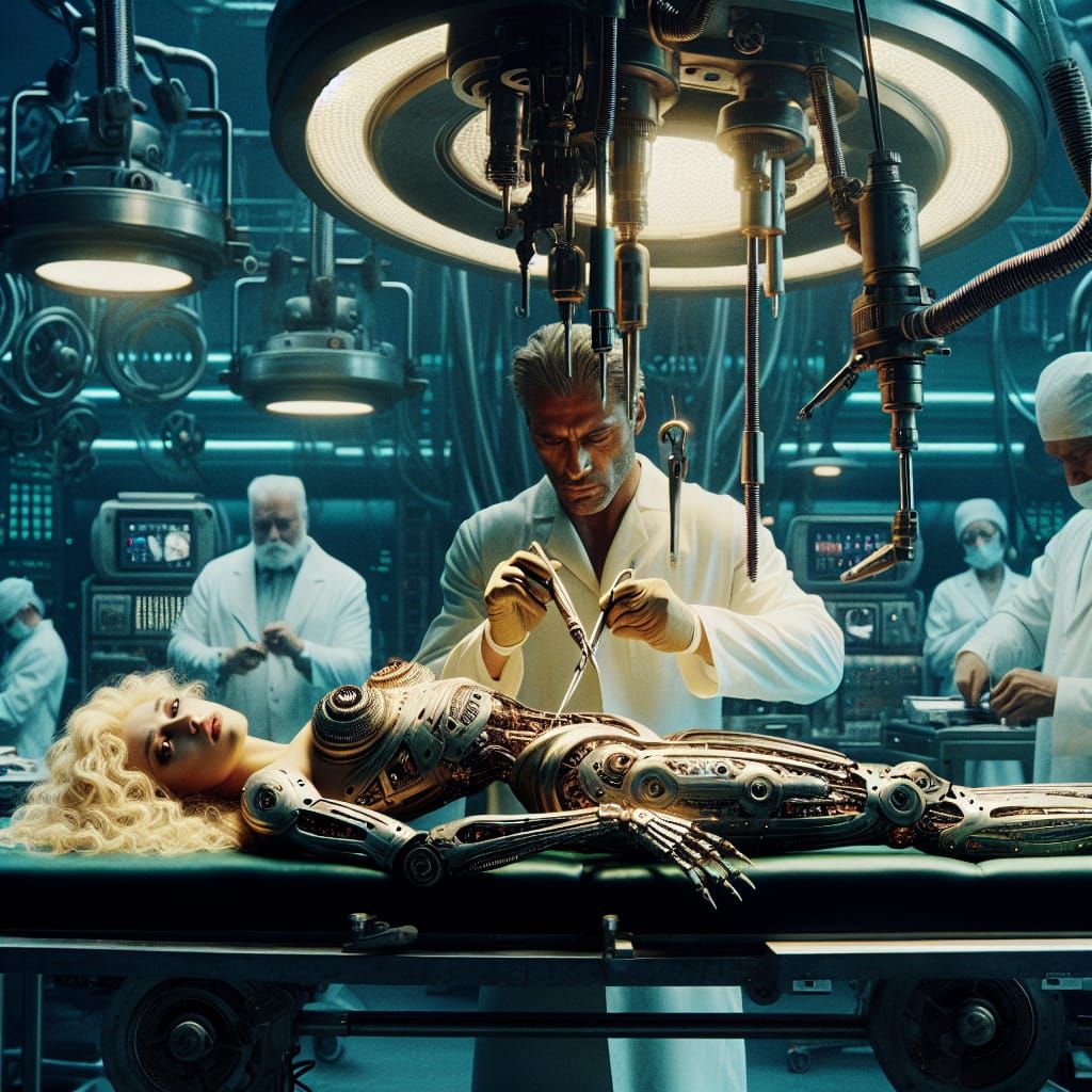 Doctors converting a gorgeous lady to cyborg through complex operation ...