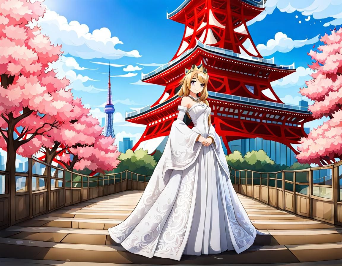 full body picture of A Highly beautiful princess UNDER TOKYO TOWER ...