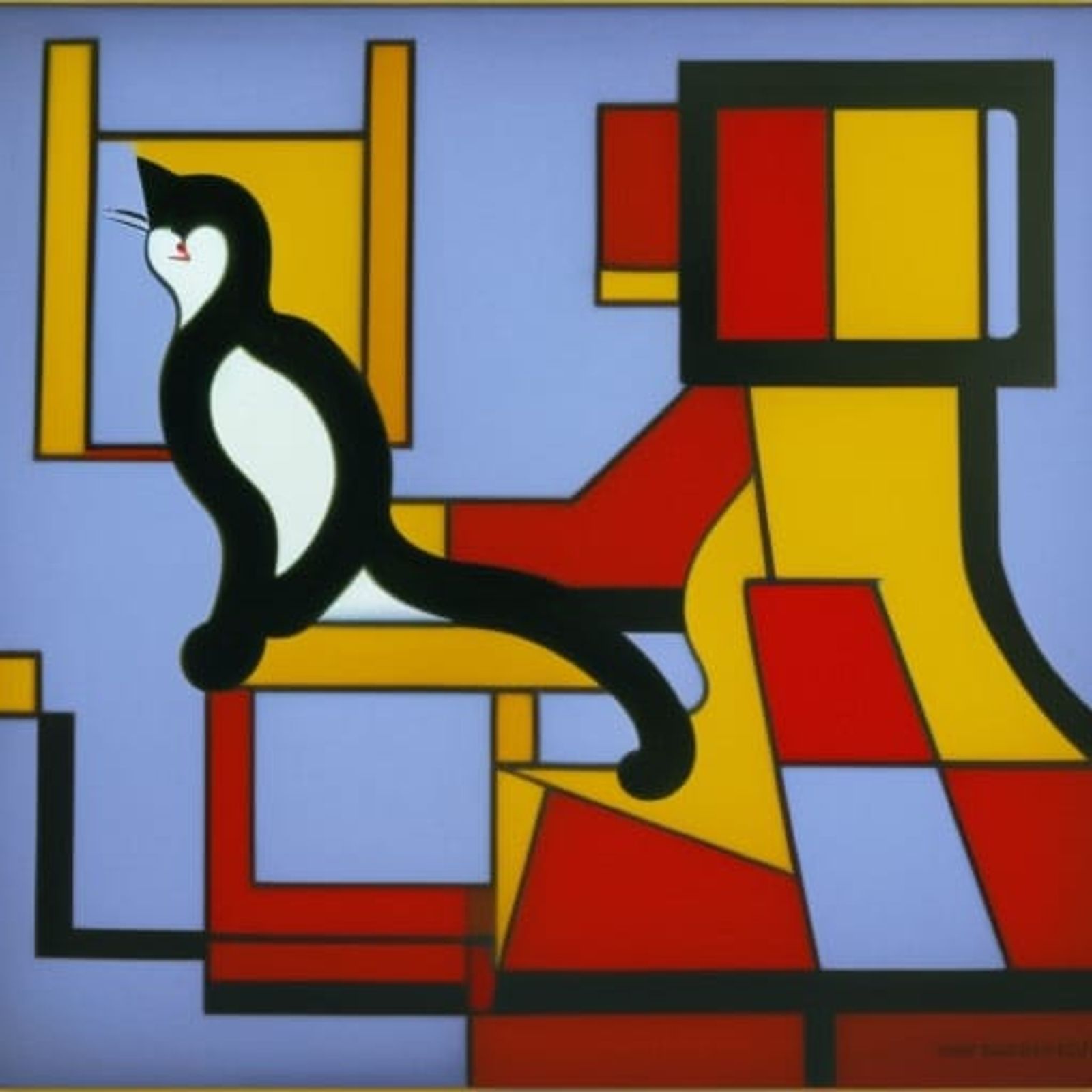 Mondrian cat loves Miró cat - AI Generated Artwork - NightCafe Creator